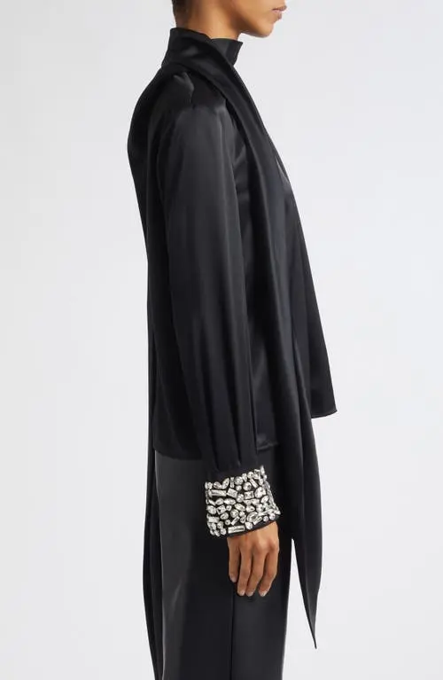 TOCCIN Veronica Long Sleeve Top With Embellished Cuffs - Jet