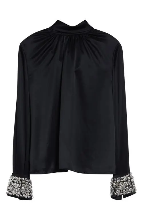 TOCCIN Veronica Long Sleeve Top With Embellished Cuffs - Jet