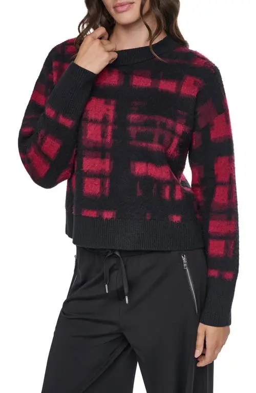 Dkny Plaid Crewneck Sweater - Crnbry/blk