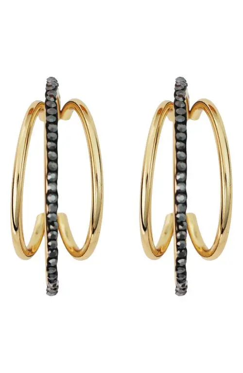 PANACEA Triple Row Hoop Earrings - Hematite
