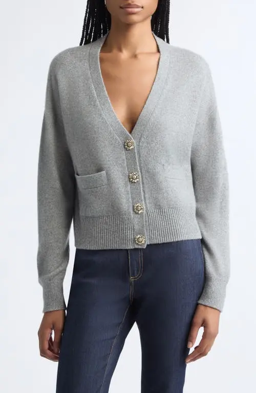 Cinq À Sept Rhinestone Cashmere Cardigan - Heather Grey