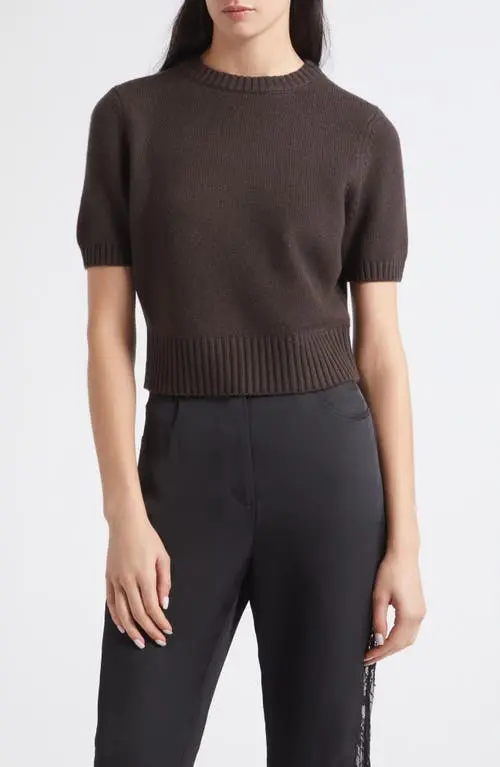 TOCCIN Elsie Short Sleeve Wool & Cashmere Sweater - Espresso