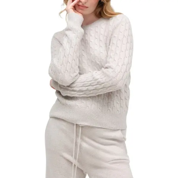 Chinti & Parker Pure Cashmere Cable Knit Sweater - Chinchilla