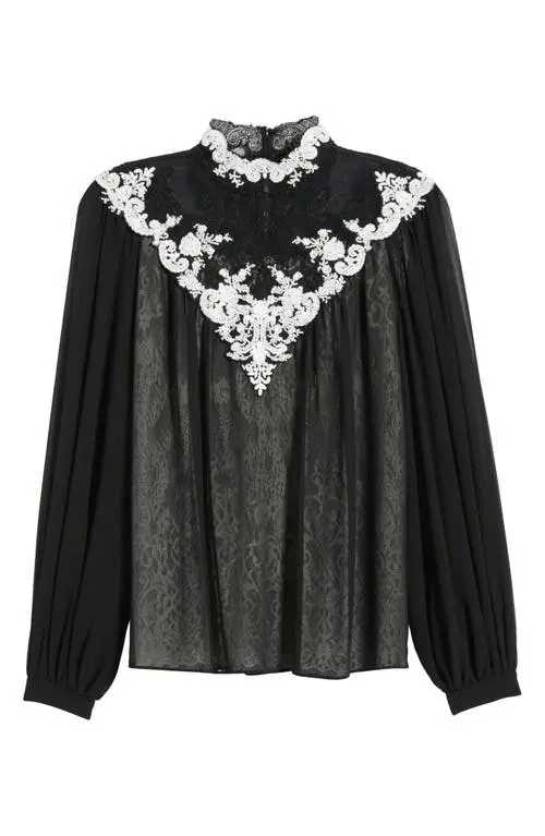 Kobi Halperin Teagan Embroidered Mock Neck Top