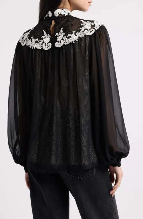Kobi Halperin Teagan Embroidered Mock Neck Top