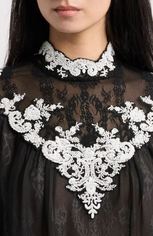 Kobi Halperin Teagan Embroidered Mock Neck Top
