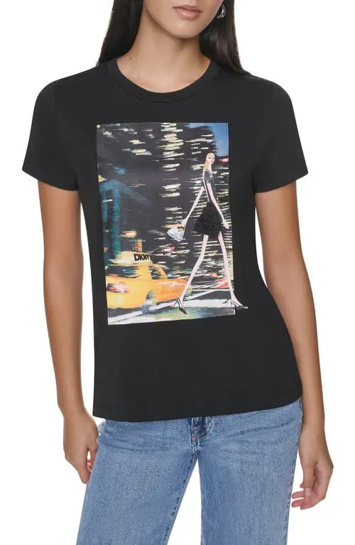 Dkny Nyc Nights Graphic T-shirt - Black