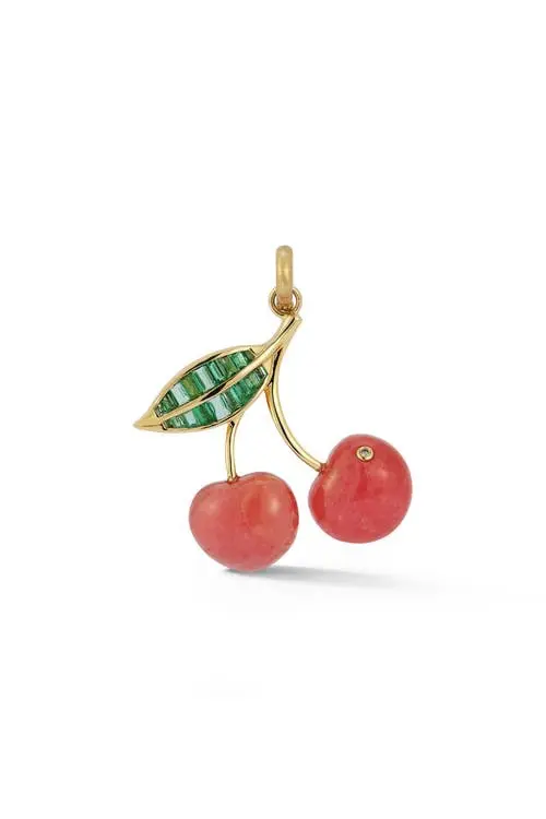 STORROW Sweet Cherry Charm With Emerald And Rhodochrosite