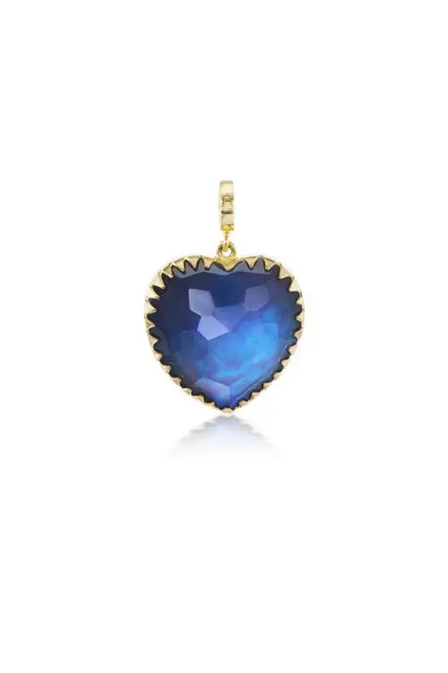 CHRISTINA ALEXIOU 14k Yellow Gold Labradorite Heart Charm - Blue Labradorite
