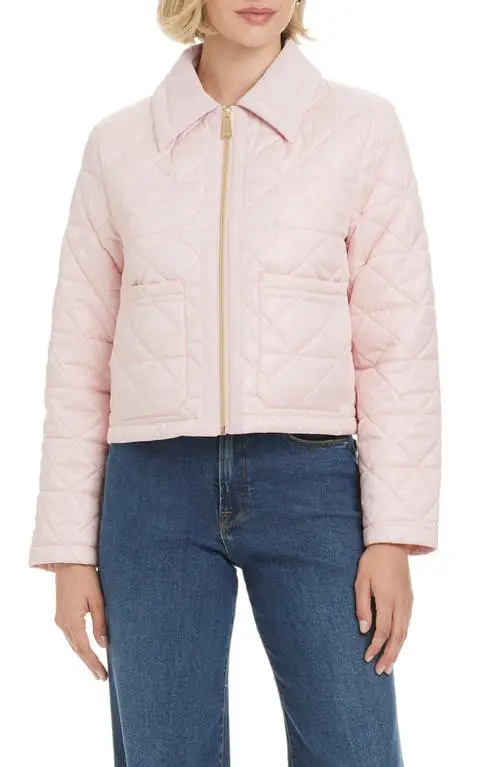 Kate Spade New York Zip Front Quilted Jacket - Peach Tea