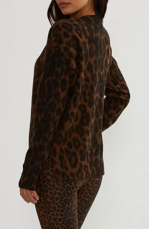 Beach Riot Callie Leopard Knit Crewneck Sweater