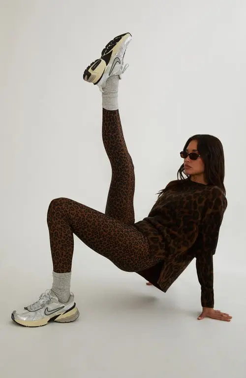 Beach Riot Callie Leopard Knit Crewneck Sweater