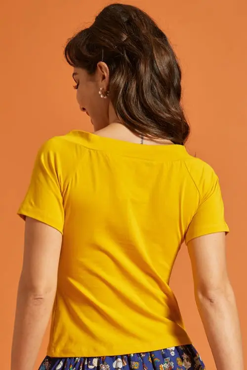 MODCLOTH Ready For A Roman Holiday Short Sleeve Top - Marigold