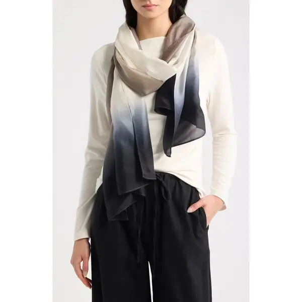 Eileen Fisher Dip Dye Silk Scarf - Cobblestone