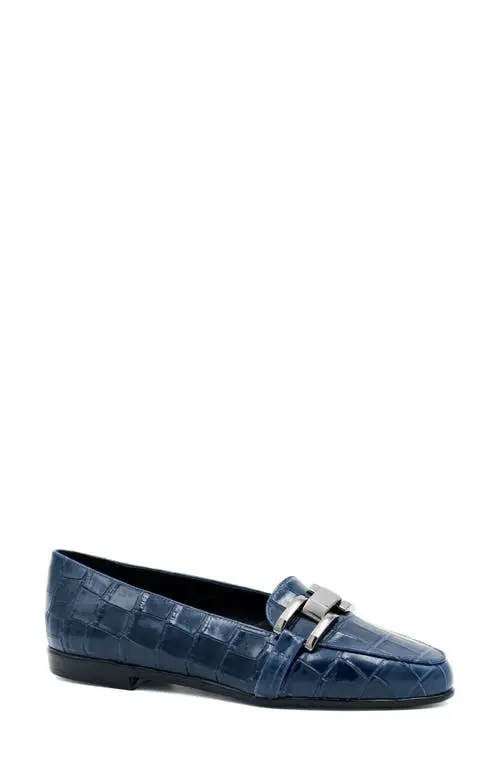 AMALFI BY RANGONI Occhiello Croc Embossed Leather Flat - Notte