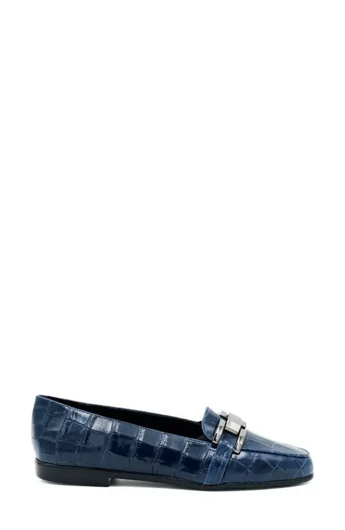 AMALFI BY RANGONI Occhiello Croc Embossed Leather Flat - Notte