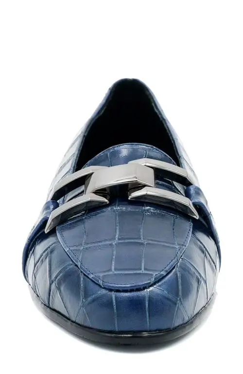 AMALFI BY RANGONI Occhiello Croc Embossed Leather Flat - Notte