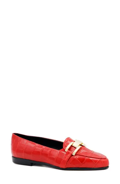 AMALFI BY RANGONI Occhiello Croc Embossed Leather Flat - Rosso