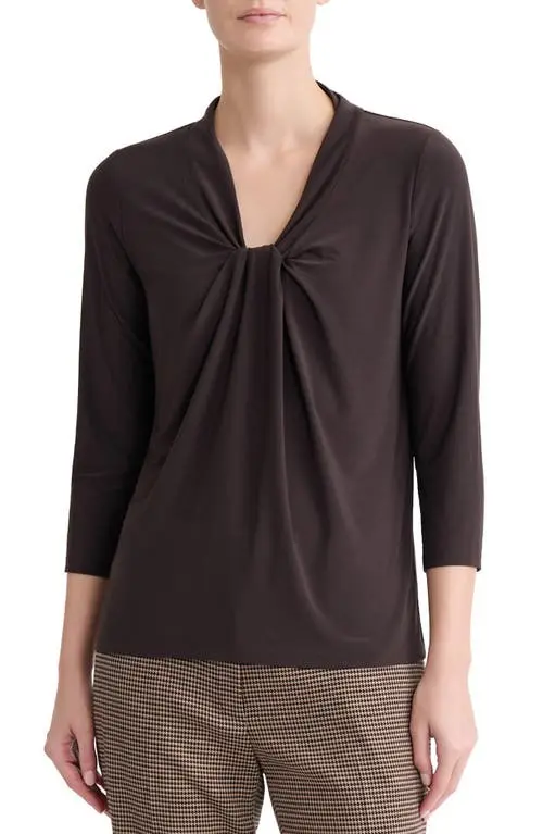 KASPER Knot Front Top - Rich Chocolate