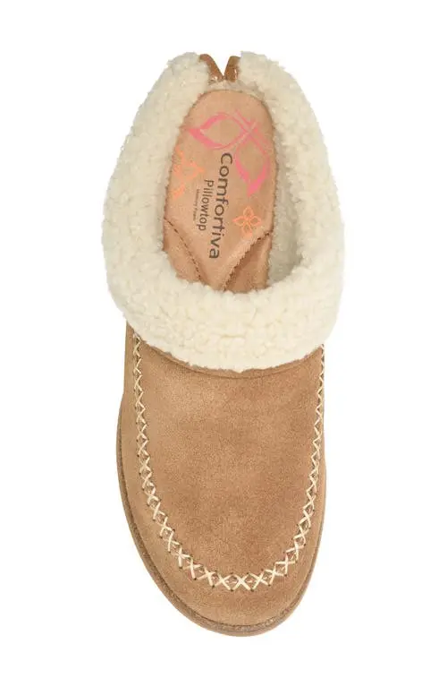 COMFORTIVA Lucy Genuine Shearling Slipper - Brandy/beige