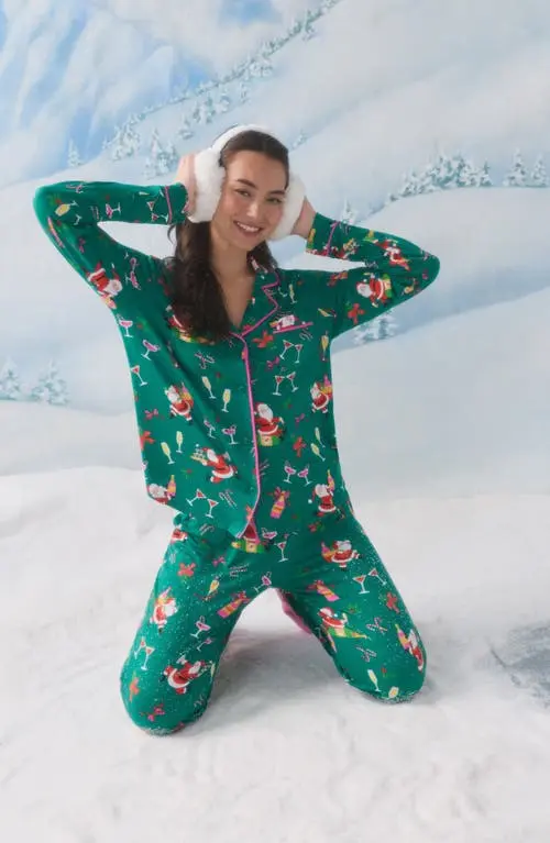 ROOM SERVICE Print Pajamas - Green Print