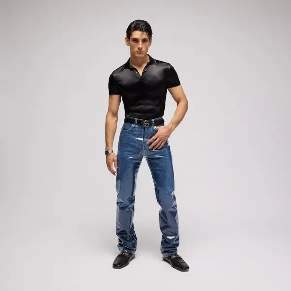 Gucci Washed And Coated Cotton Denim Pants
