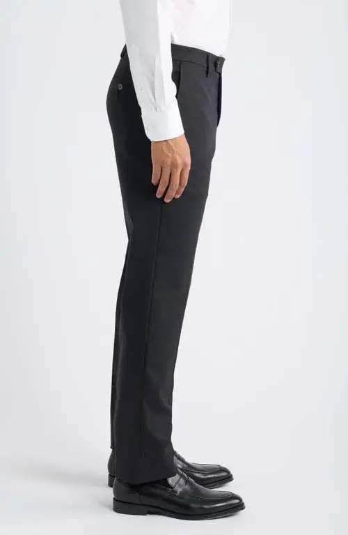 Berle Flat Front Tropical Weight Stretch Wool Dress Pants - Charcoal