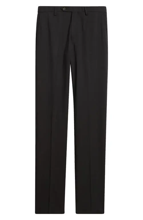 Berle Flat Front Tropical Weight Stretch Wool Dress Pants - Charcoal