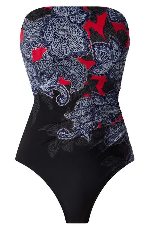 Miraclesuit Steel Magnolias Avanti Bandeau One-piece Swimsuit - Blk/multi