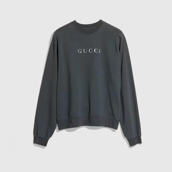 Gucci Cotton Jersey Sweatshirt With Print - Grey