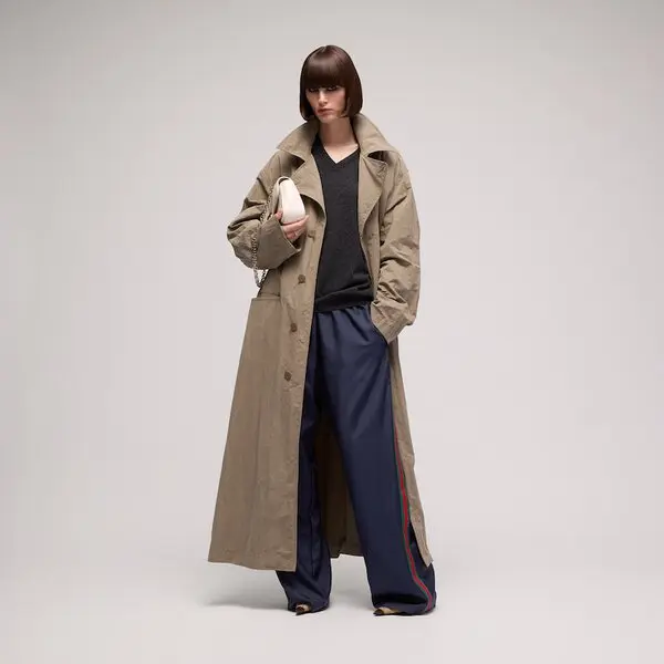 Gucci Technical Silk Poplin Pants With Web