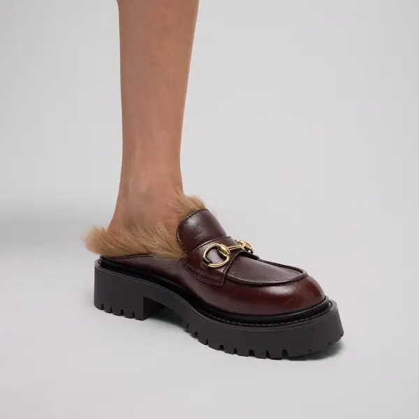 Gucci Mule With Horsebit And Lug Sole Leather