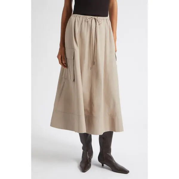 TOCCIN Elodie Drawstring Cargo Midi Skirt - Taupe