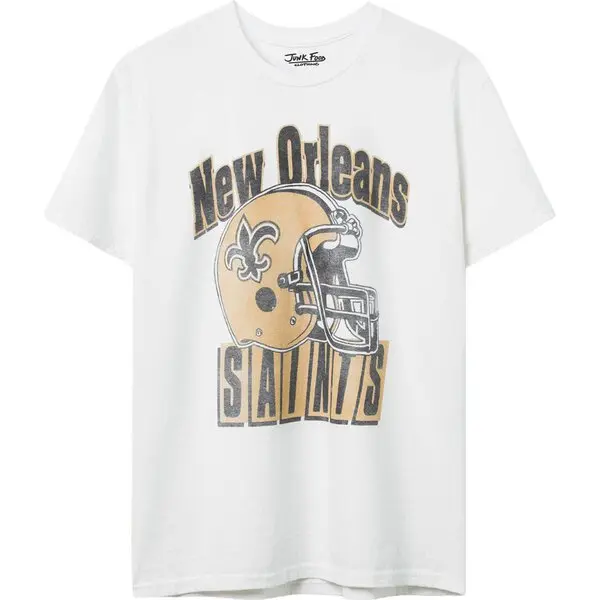 Junk Food New Orleans Saints Throwback Helmet Cotton Graphic T-shirt - White