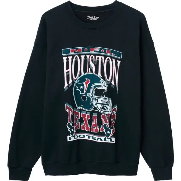 Junk Food Houston Texans Helmet Graphic Crewneck Sweatshirt