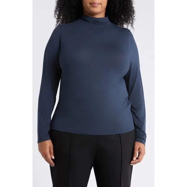 Eileen Fisher Funnel Neck Long Sleeve Top - Maritime