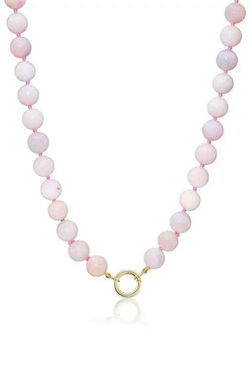 ANNA MACCIERI ROSSI Kunzite Beaded Necklace With Yellow Gold Clasp