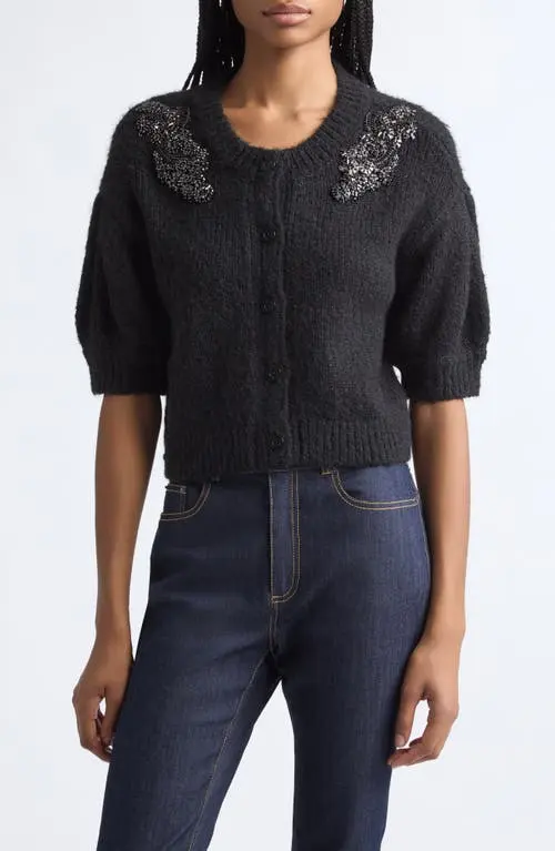 Cinq À Sept Millicent Crystal Embellished Cardigan - Black