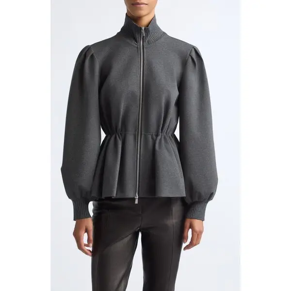TOCCIN Ida Drawstring Waist Zip Jacket - Shadow