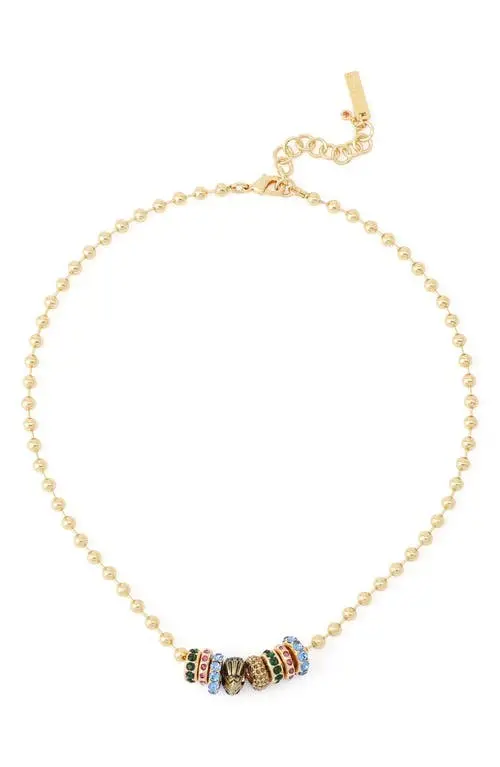 Kurt Geiger Eagle Head & Gemstone Rondelle Ball Chain Necklace - Multi