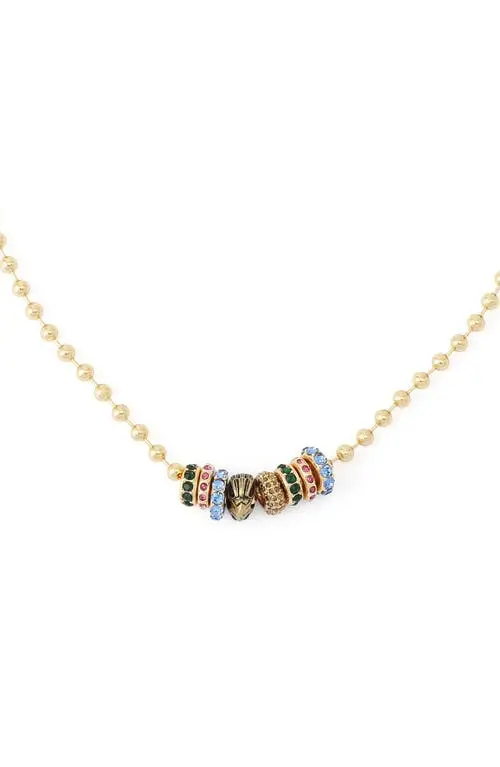 Kurt Geiger Eagle Head & Gemstone Rondelle Ball Chain Necklace