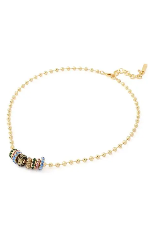 Kurt Geiger Eagle Head & Gemstone Rondelle Ball Chain Necklace
