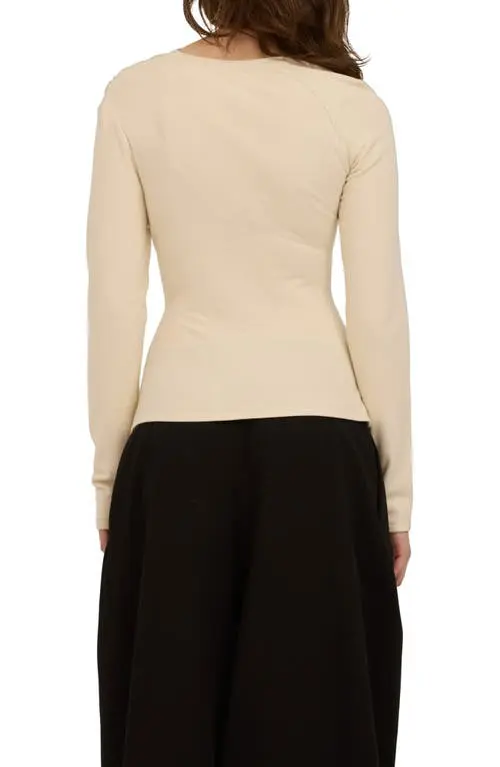PROJECT SOCIAL T Asymmetric Neck Long Sleeve Top - Cream