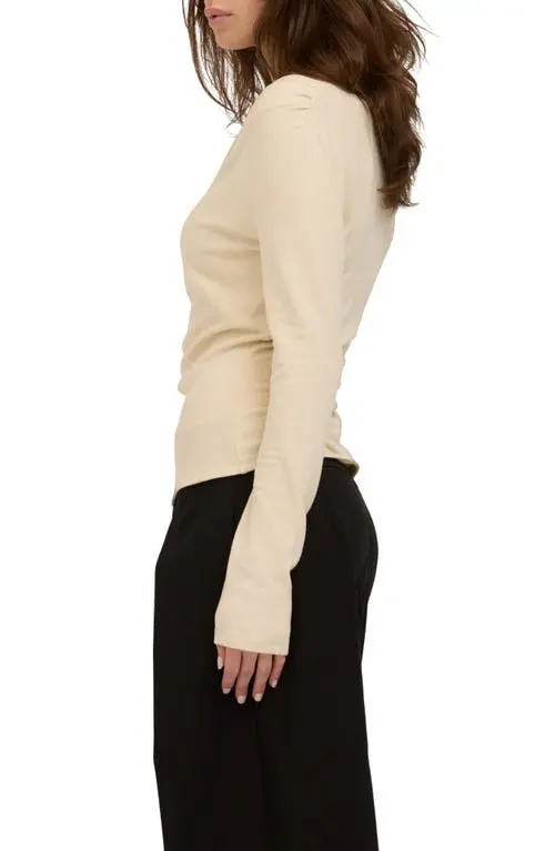 PROJECT SOCIAL T Asymmetric Neck Long Sleeve Top - Cream