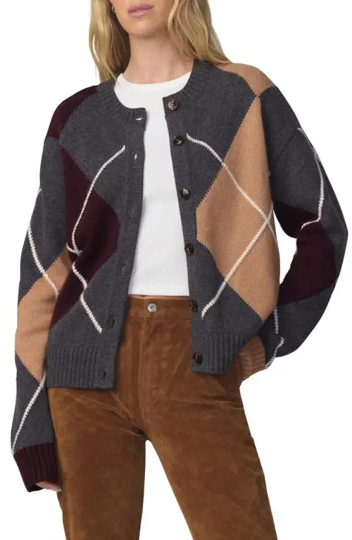 Joe's Jeans Relaxed Fit Argyle Cardigan - Charcoal Argyle