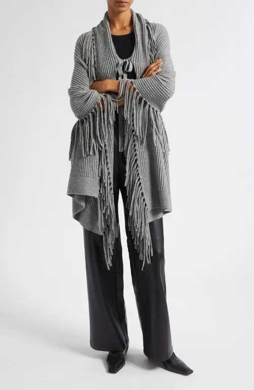 TOCCIN Anais Wool & Cashmere Fringe Wrap - Storm