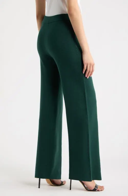 Anne Klein Embellished Sweater Knit Pants - Pine Forest