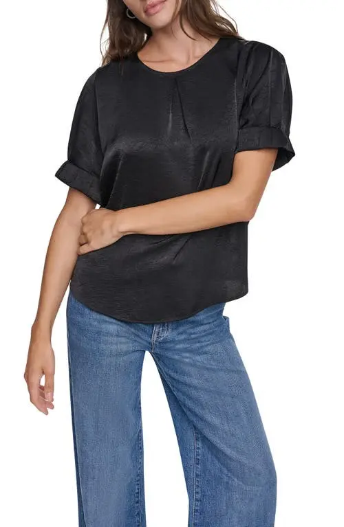 Dkny Textured Satin Shirt - Black
