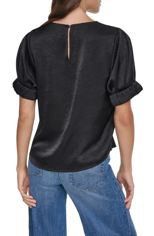 Dkny Textured Satin Shirt - Black
