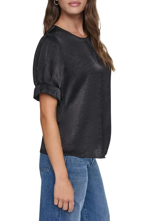Dkny Textured Satin Shirt - Black